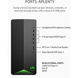 HP 2022 Pavilion Gaming Desktop TG01 Gaming Desktop, Intel Core i5-10400F Processor, NVIDIA GeForce RTX 3060, 9 Ports, HDMI, Wireless-AC, Bluetooth, Windows 11 Home (32GB RAM | 2TB SSD)