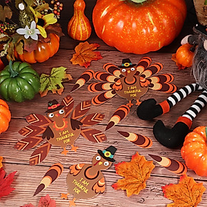 Sabary Thanksgiving Crafts Thanksgiving Turkey Craft Kit Toddler Thanksgiving Crafts DIY Make a Turkey for Festive Fall Thanksgiving Party Door Hanging Ornament Decorations, 6 Style(24 Sets)