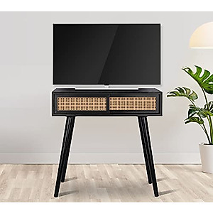 Console Table, Small Entryway Table, Console Tables for Entryway, Rattan Dresser Side Table Black Entry Table Narrow Console Table Modern Hallway Table Boho Sofa Table for Living Room, Vanity Desk