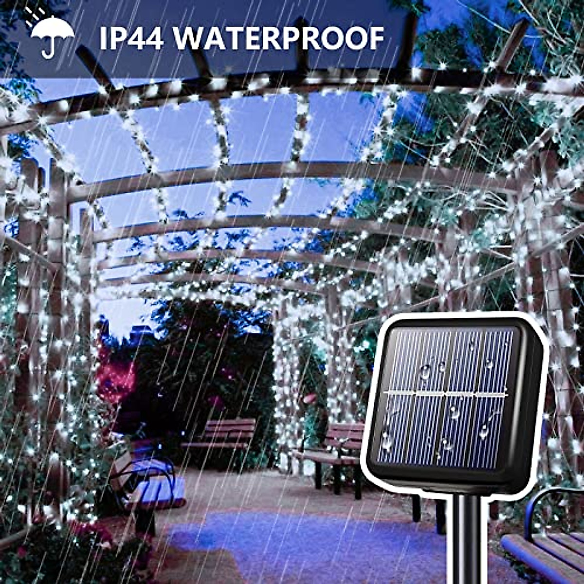 TIANG Solar String Lights, 2 Pack X 200LED 72ft Total 400LED 8 Modes Cool White Solar String Outdoor Lights, Waterproof Solar Ball Fairy Lights for Garden, Patio, Wedding, Xmas Tree, Outdoor Decor