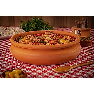 Luksyol Clay Pan For Cooking, Pan for Mexican Indian Korean Dishes, Handmade Cookware, Clay Pot or Oven, Terracotta Pot, Clay Pot For Cooking, Unglazed Clay Pots For Cooking, Clay Oven Pan 11 Inches