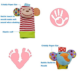 Baby Wrist Rattle Foot Finder Socks Set for Babies 0-3-6-12 Months, Infant Toys for Newborn Boys and Girls 0-6-9-12 Months, Sensory Learning Toy for Shower Gifts