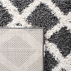 SAFAVIEH Dallas Shag Collection Area Rug - 8' x 10', Dark Grey & Ivory, Trellis Design, Non-Shedding & Easy Care, 1.5-inch Thick Ideal for High Traffic Areas in Living Room, Bedroom (SGDS258A)