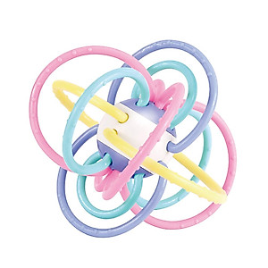 Sensory Teether and Rattle. Grab, Chew, and Shake. Plastic Center for Easy Cleaning and No Exposed Screws. Infant Safe for Plus 0 Months