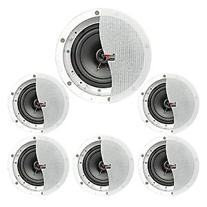 5 CORE 6.5” Inch Outdoor Indoor in Ceiling Speaker, Flush Mount in Wall Universal Speakers Waterproof for Paging Restaurant, Placement, Covered Porches CL 6.5-12 2W 6PCS
