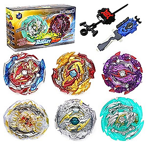 Ingooood Metal Master Fusion Gyro Toys for Kids, 6 Pieces Battling Top Battle Burst High Performance Set with 2 Launchers