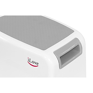 iLove 2 Step Stool for Kids and Toddlers, Bathroom and Toilet Stool for Potty Training, Slip-Resistant Soft Grips, Kitchen Stool with Handles, Dual Height - Gray (1 Pack)