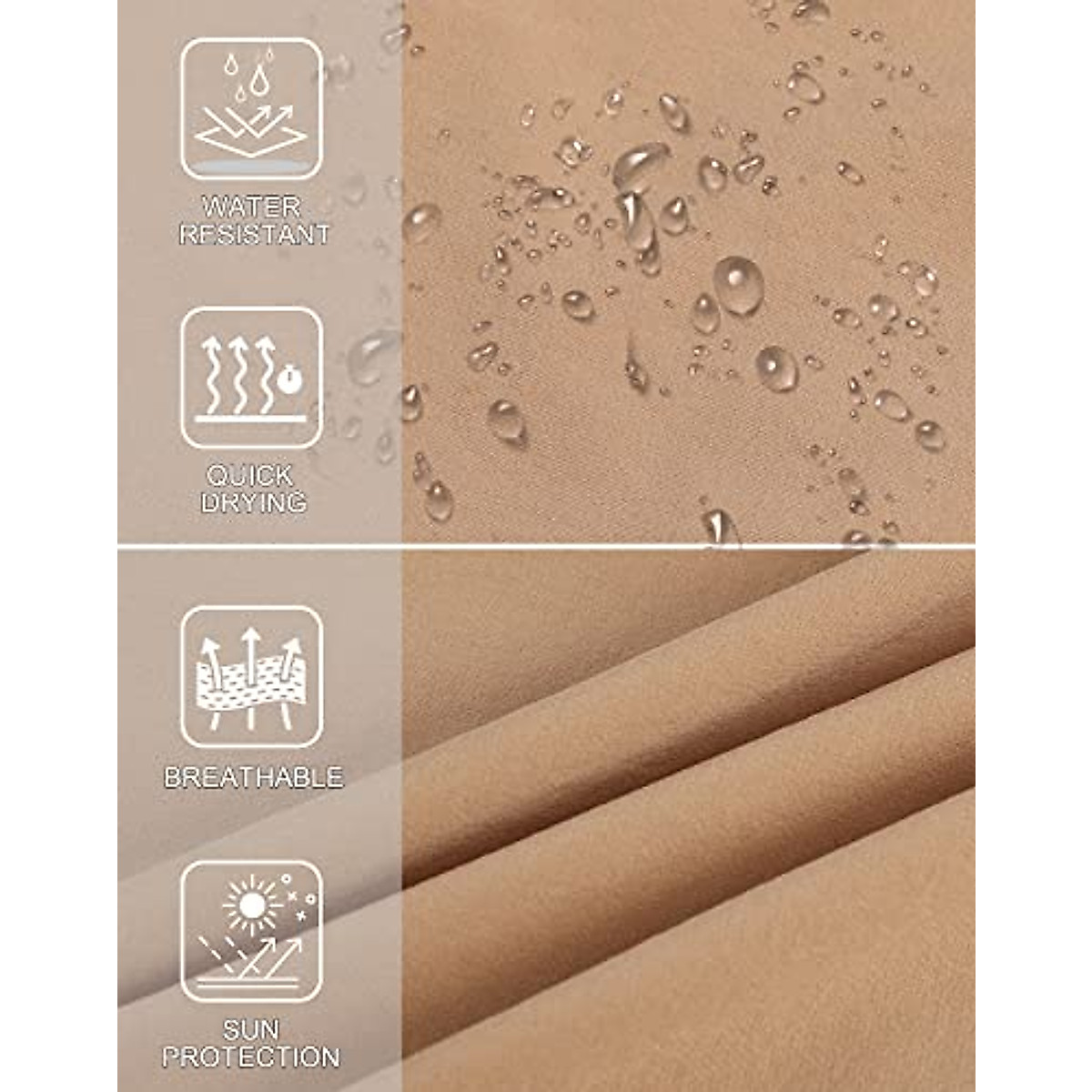 Surenow Men's Hiking Cargo Shorts Lightweight Quick-Dry Shorts Summer Outdoor Fishing Shorts Camping Travel Shorts for Men Khaki