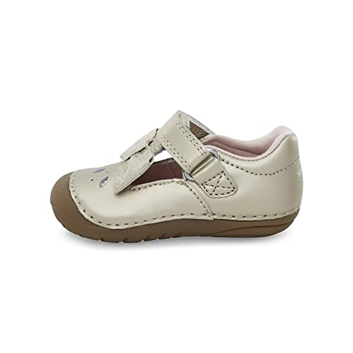 Stride rite Baby Girls SM Janna Mary Jane Flat, Champagne, 3 Infant