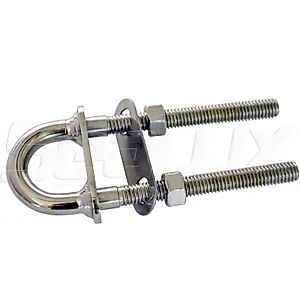 SeaLux Marine 3/8" Stock Fixed Welding Plate Bow Eye Stern Eye U-Bolt 5" Length with 3-1/2" Stud Length
