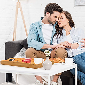 Bamboo Bed Tray Table with Foldable Legs & Extra Large Bamboo Serving Tray Food Tray