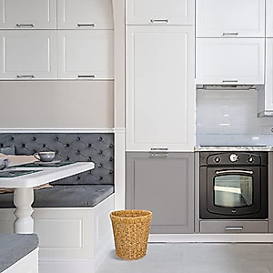 Zerodeko Rattan Trash Can Wicker Woven Waste Paper Basket Bohemian Wastebasket Rustic Farmhouse Laundry Storage Basket for Home Office 30x28cm