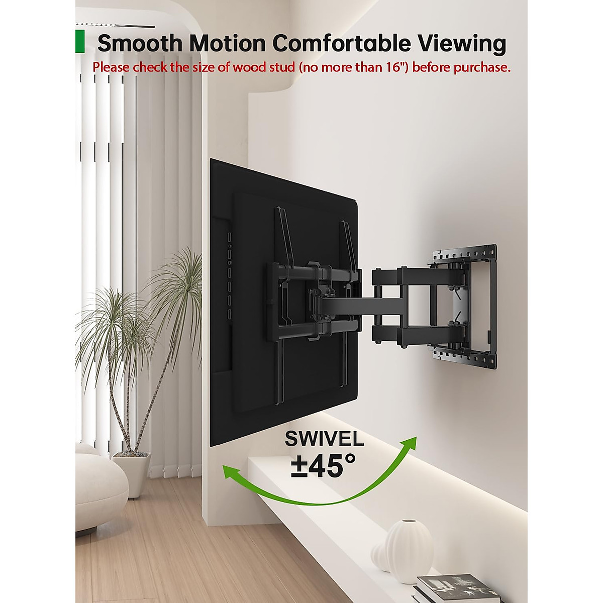 USX MOUNT Full Motion TV Wall Mount for Most 47-84 inch Flat Screen/LED/4K TV, TV Mount Bracket Dual Swivel Articulating Tilt 6 Arms, Max VESA 600x400mm, Holds up to 132lbs, Fits 8” 12” 16" Wood Studs