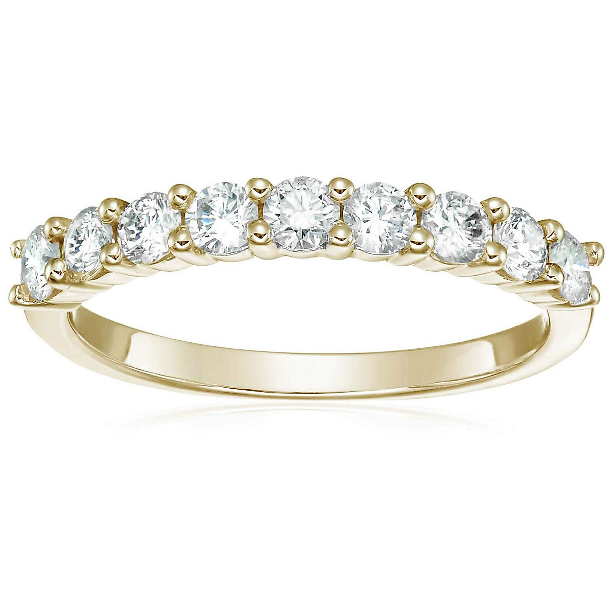 VIR JEWELS 3/4 carat (ctw) Diamond Wedding Anniversary Band for Women, Round Diamond Engagement Ring 14K Yellow Gold 9 Stones Prong Set 0.75 cttw, Size 6.5