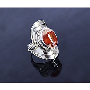 Ravishing Impressions Amazing Mexican Fire Opal Gemstone 925 Solid Sterling Silver Ring Designer Jewelry