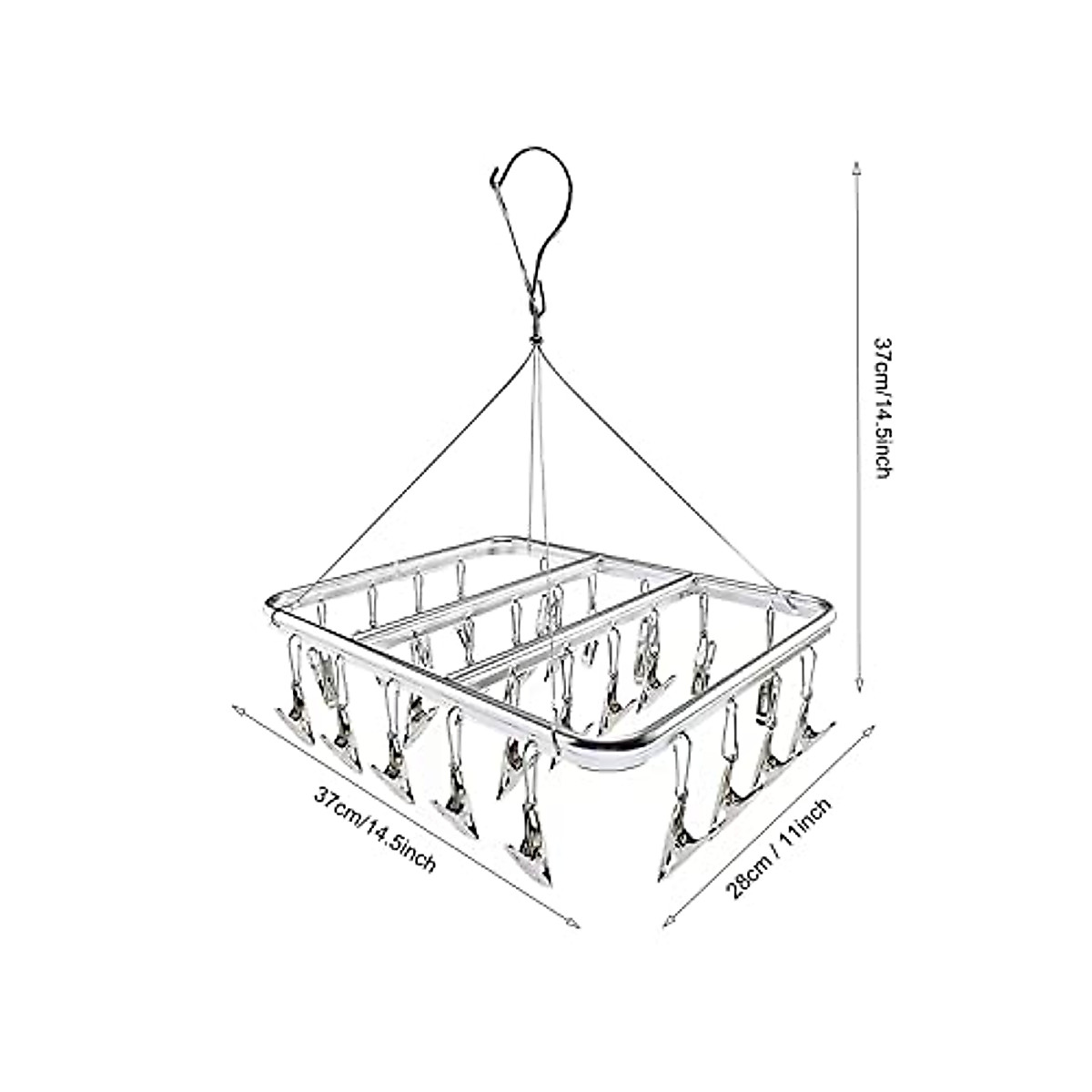 AOBYMIN Sock Drying Rack with 26 Clips, Aluminum Sock Hanger, Laundry Clothes Drying Rack for Socks, Underwear, Towels, Bras, Lingerie, Baby Clothes