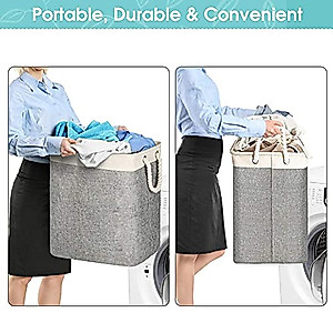 Laundry Basket of the Collapsible Linen,Laundry Hamper with Rope Handles Built-in Lining with Foldable Brackets Laundry Storage Baskets for Bathroom,Toys and Clothing Organization