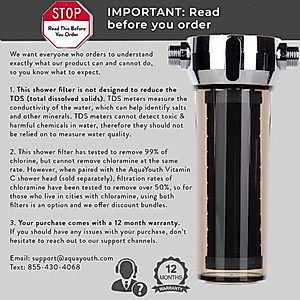 AQUAYOUTH 2.0 Carbon Shower Head Filter System | Removes Chlorine, Heavy Metals, And More | Great For Dry Skin/ Hair, And More | NSF Certified