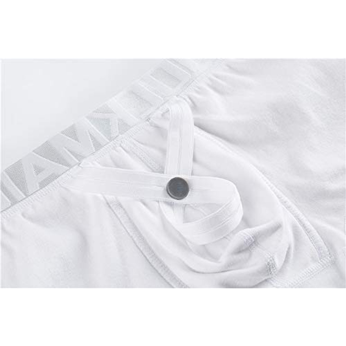 JOCKMAIL Cotton Men Boxer U Convex Pouch Adjustable Size Ring Cock Straps Men trunk Shorts (L, White)