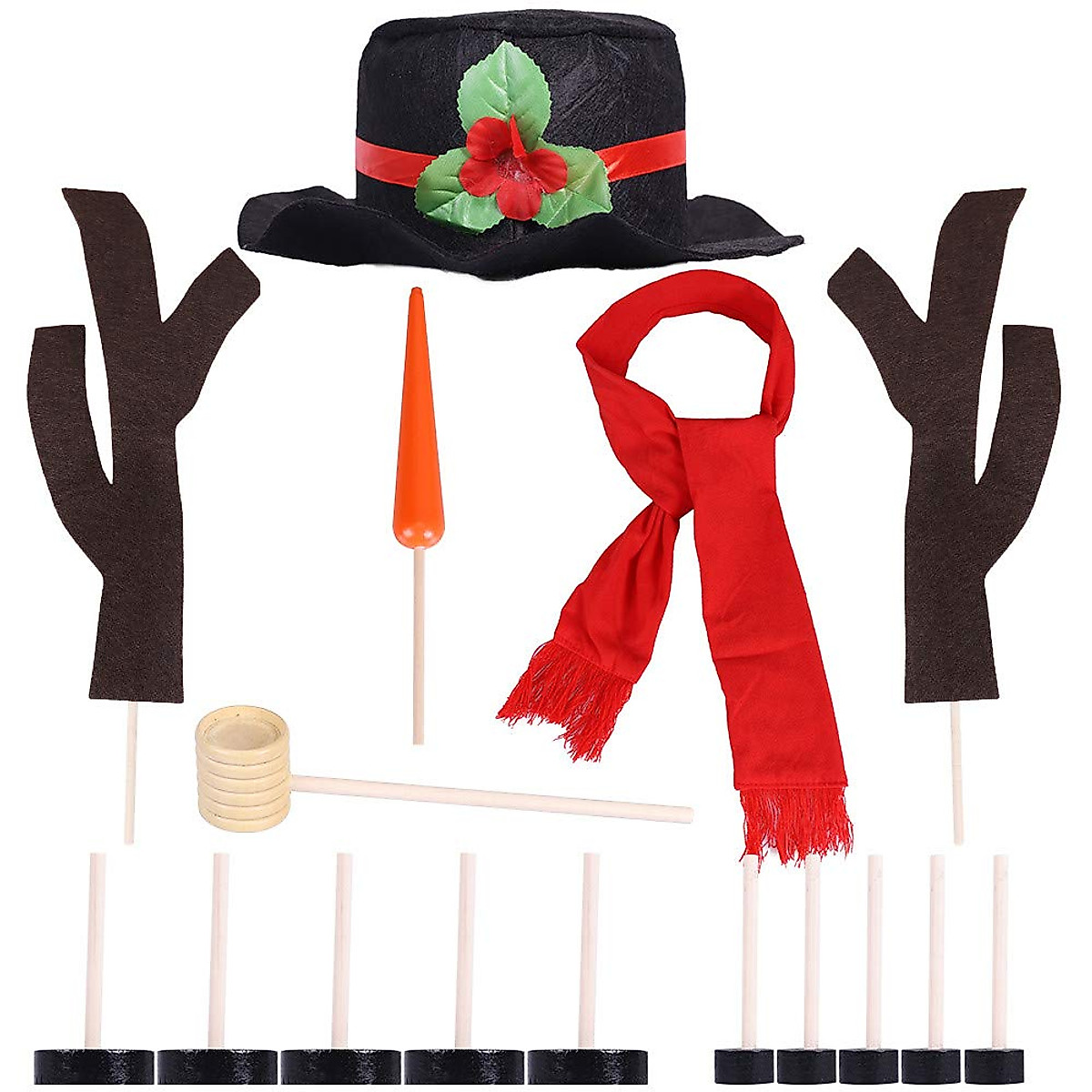 Lansian 16Pcs Christmas Snowman Decorating Making Kit Snow Toys Outdoor Fun Kids for Christmas Winter Holiday Party Decoration Gifts Funny Toys