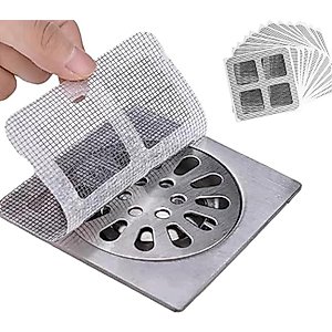 Floor Drain Sticker, 100PCS Disposable Shower Drain Cover Hair Catcher Mesh Stickers, 4"x4" Square Shower Floor Drain Cover, Drain Mesh Strainer for Kitchen, Sink, Bathroom, Laundry, Bathtub