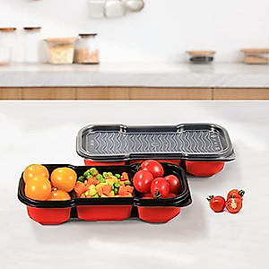 OTOR 25 Sets Meal Prep Containers 16OZ 3 Compartments with Clear Airtight Lids Food Storage Deli Container Bento box Lunch boxes take away Travel Containers Two-color process