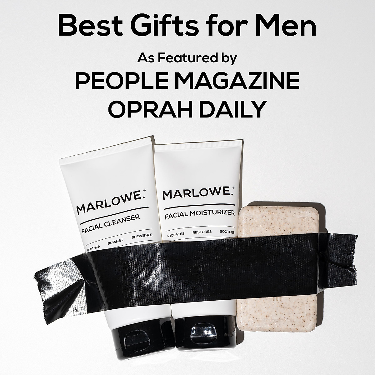 MARLOWE. Best Sellers Kit No. 203, Features Signature No. 102 Original Body Scrub Soap Bar, No. 121 Facial Cleanser & No. 123 Facial Moisturizer, Great Gift for Men