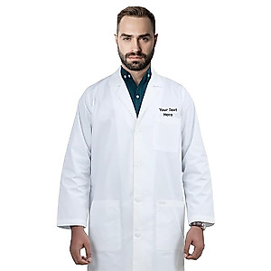 HEEDFIT Professional Lab Coat Women, White Lab Coat Men Long Sleeve, Personalized Lab Coat White, Unisex Small 1101