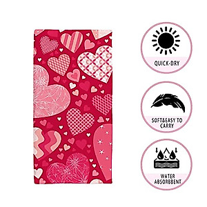 My Little Nest Hand Towels for Bathroom Valentine's Day Different Hearts Absorbent Small Bath Towel Soft Kitchen Towels Fingertip Towel for Guest and Bar 30 x 15 inch