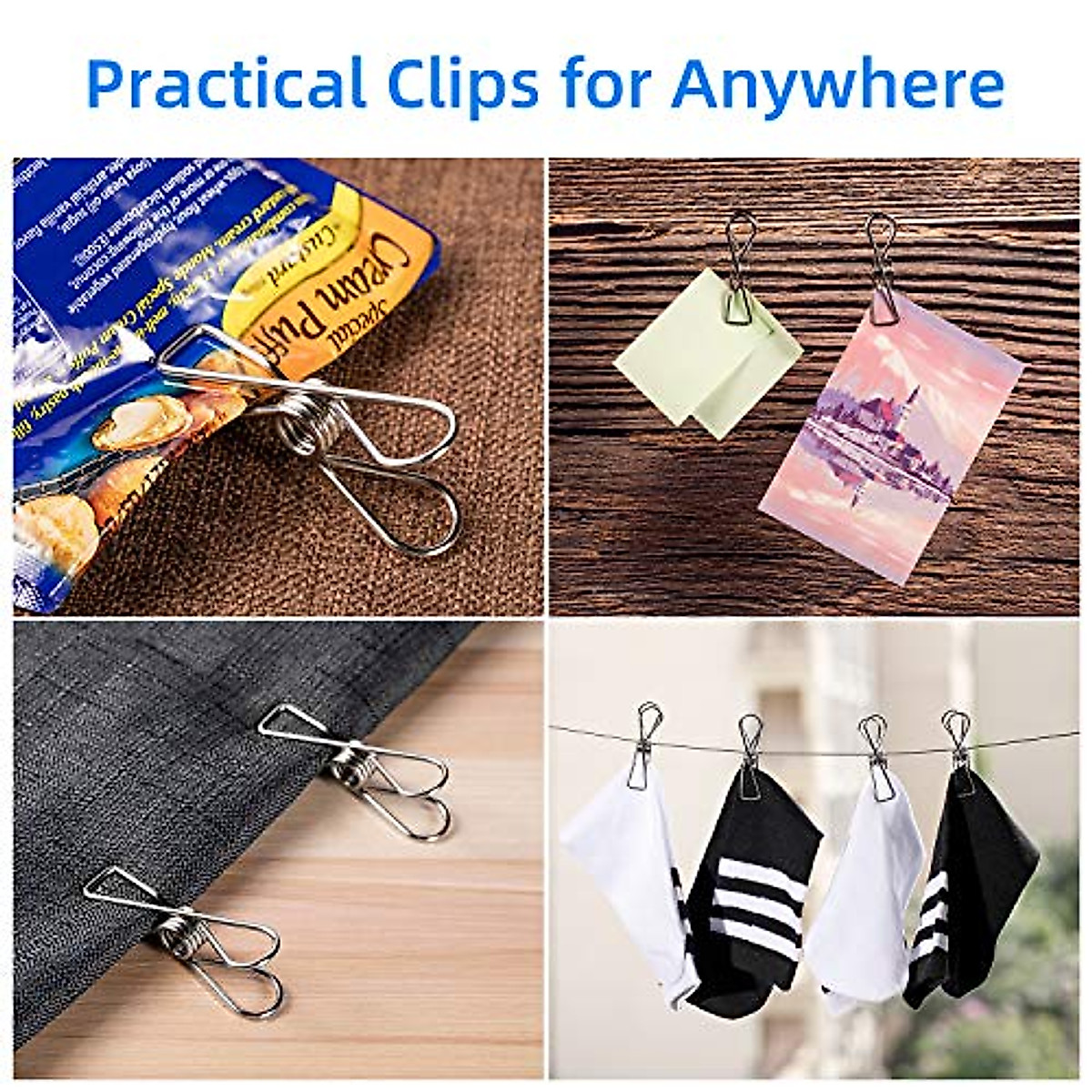 Heavy Duty Clothes Pins for Hanging Clothes, Stainless Steel Clothespins for Landry, Metal Clothes Clips, Clothes Pegs
