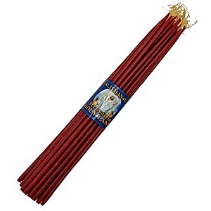 33 Natural 100% Beeswax Taper Candles 11 inch Tall Blessed Church Jerusalem Holy Land Candles (Red)