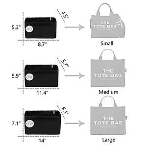 ETTP Purse Organizer Insert For Handbags, Tote Bag Organizer Insert, Compatible with MJ Tote and Onthego (Large, Black)