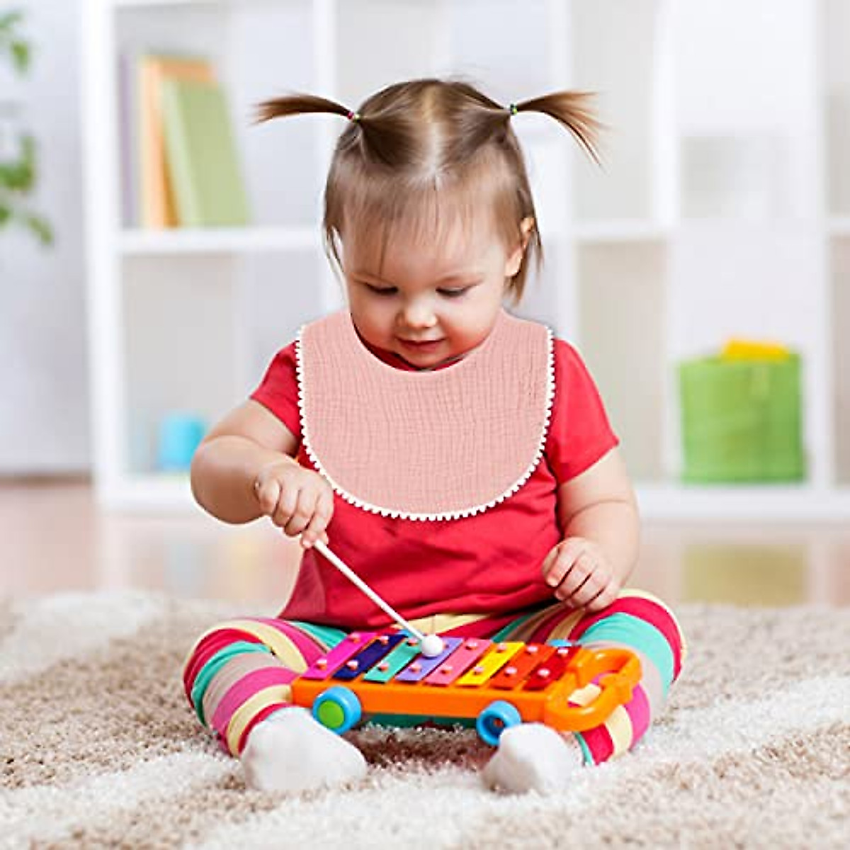 Baby Bibs Muslin Bibs Drooling Teething Bibs for Girls Boys 4-Layer Organic Muslin Cotton Cute Muslin Baby Bibs Absorbent&Soft&Breathable Multi-Use Scarf Bibs