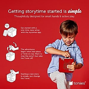 Toniebox Audio Player Starter Set with Chase, Skye, Marshall, and Playtime Puppy - Listen, Learn, and Play with One Huggable Little Box - Red