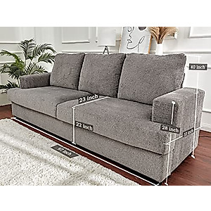 WEPATIO Sofa, Deep Seat Sofa-Contemporary Chenille Sofa Couch, 3 Seater Sofa for Living Room-Oversized Sofa, Grey Comfy Sofa