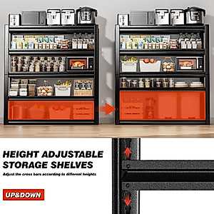 JLMY 5-Tier Kitchen Shelving, 2500 LBS Weight Capacity, 72" H x 36" W x 16" D Heavy Duty Shelving, Adjustable Height Metal Storage Rack for Food Storage in Kitchen and Pantry