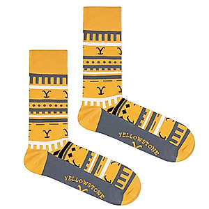 PARAMOUNT NETWORK Yellowstone Dutton Ranch Yellow Striped Socks