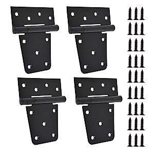 TamBee Black Gate Hinges Shed Hinges Heavy Duty Gate Hinges for Wooden Fences Barn Door Hinges for Wood Outdoor 3.5inch with Screws (Pack of 4)