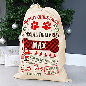 Custom Christmas Santa Sack, Personalized Xmas Sacks, Customized Drawstring Gift Bag for Presents, North Pole Gifts Pouch (Small)