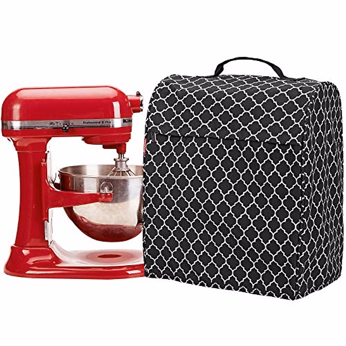 NICOGENA Stand Mixer Cover Compatible with KitchenAid 6/7/8 Quart Bowl Lift, Dust Cover with Zipper Pocket for Accessories, Lantern Black