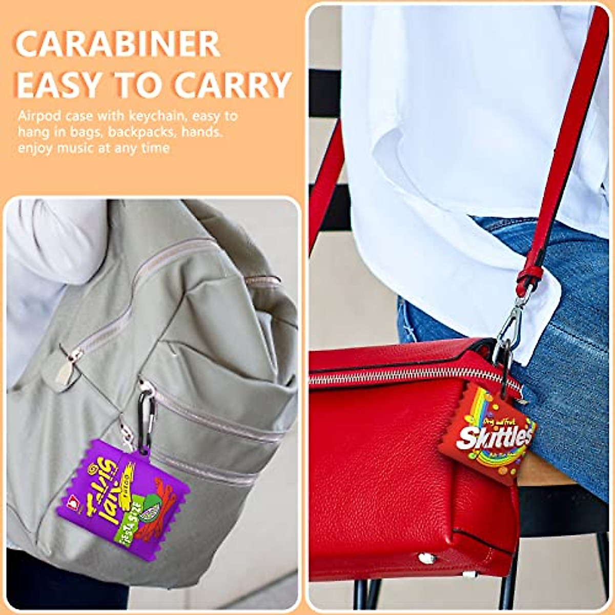 3Pack Cute Airpod case 2nd Generation,3D Cartoon Rainbow Candy+Purple Potato Chips+Chocolate Airpods Case Cover for Girls Boys,Food Design Silicone Protective Case for Apple Air Pod 2/1 with Keychain