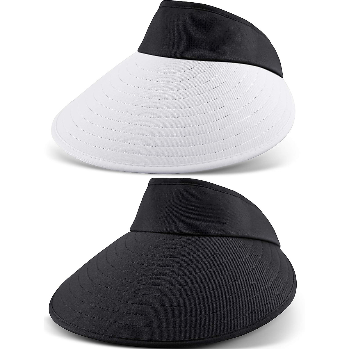 2 Pieces Sun Visor Hats Wide Brim Visor Hats Adjustable Large Brim Summer Beach Caps for Women (Color Set 3)