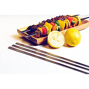 + HOM 8 Kebab 1/2" Wide Flat Skewers, Stainless Steel, No-Wood Handle, Shish, Adana Kabob, Carrying Case