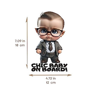 LOL Collection 3D Baby on Board Sticker for Cars - New Generation - "Chic Baby on Board" - Large 7 Inches Safety Sign