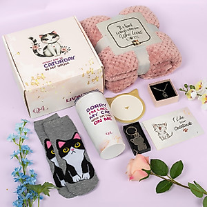 Luxury Cat Lover Gifts for Women, Cat Mom Mothers Day Gifts, Cool Crazy Cat Lady Gifts, Cat Gifts for Women Cat Lovers, Cat Themed Gifts, Cat Easter Basket Set Box, Cat Present for Birthday