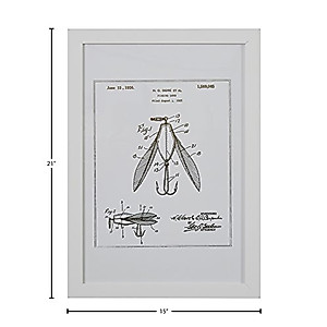 Amazon Brand – Stone & Beam Modern Gold Ink Reprint of Fishing Lure Patent, White Frame, 15" x 21"