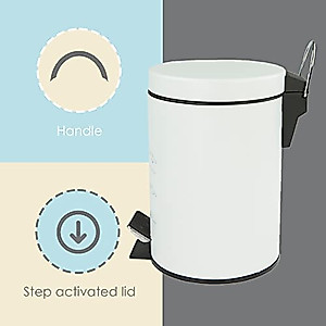 Home Basics Paris Collection Bathroom Accessories, Office, Bedroom, Decorative Waste Basket With Stylish Accent Decor To Complement Any Bathroom (3 Liter Waste Bin)