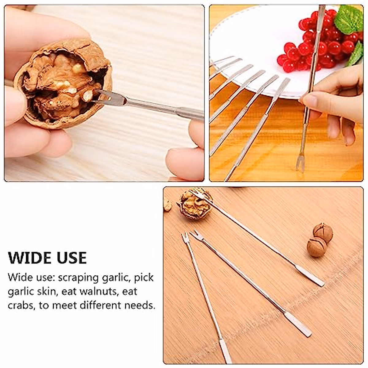 Multitools 10pcs Seafood Forks Picks Stainless Steel Crab Peeling Needle Nut Picker Tool Seafood Plier Walnut Tools Lobster Crab Leg Plier Crab Picks Household Tools