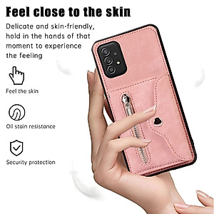 Phone Case for Samsung Galaxy A52/A52S 5G Wallet Cover with Tempered Glass Screen Protector Wrist Crossbody Strap Lanyard Credit Card Holder Stand Leather Cell A 52 S 4G G5 52A S52 52S Men Rose Gold