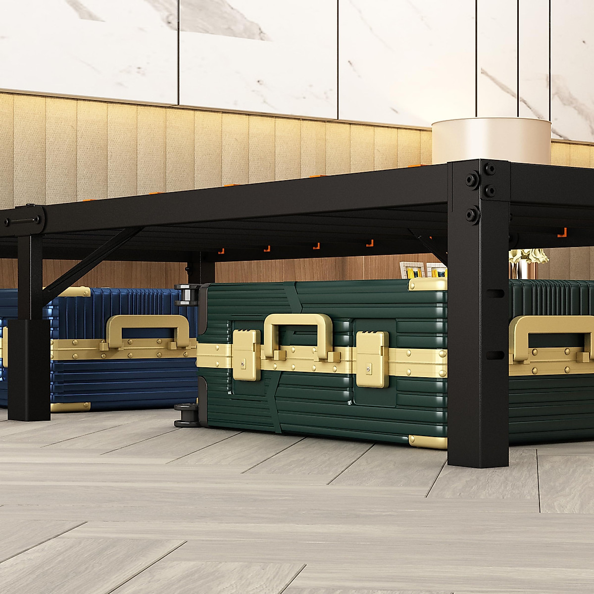 14 Inch Metal Twin Bed Frame Mattress Foundation,Tall Platform Bedframes with Storage,No Box Spring Needed, Durable Twin Size Suitable for Bedroom-Black